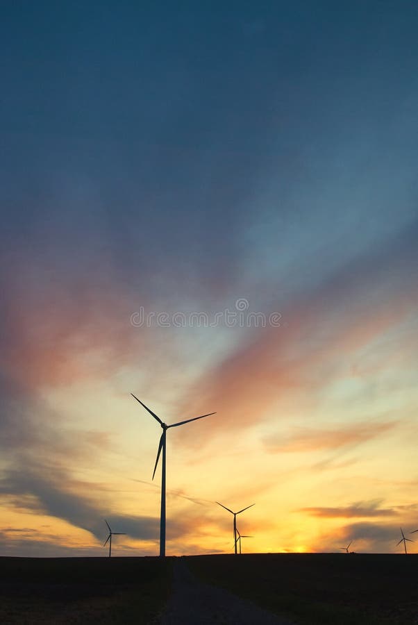 Wind Mill Called Wind Farm at the Sunset with Dramatic Sky Stock Image ...