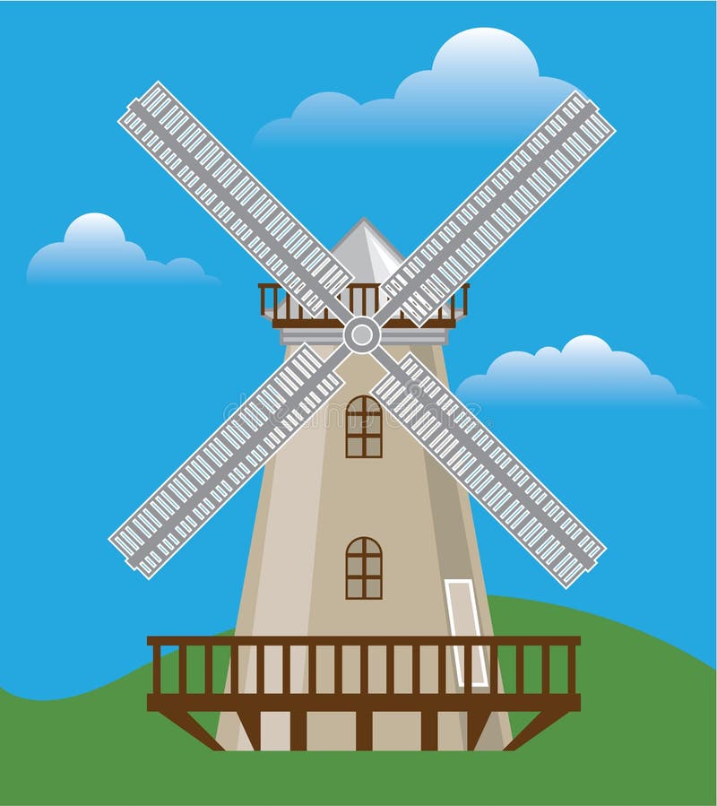 Wind Mill in Color stock vector. Illustration of rotate - 49275596