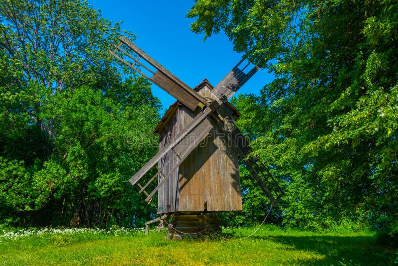 Wind Mill at the Estonian Open Air Museum in Tallin Stock Image - Image ...