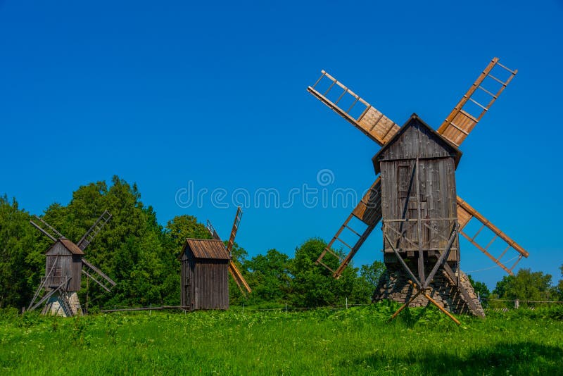Wind Mill at the Estonian Open Air Museum in Tallin Stock Photo - Image ...