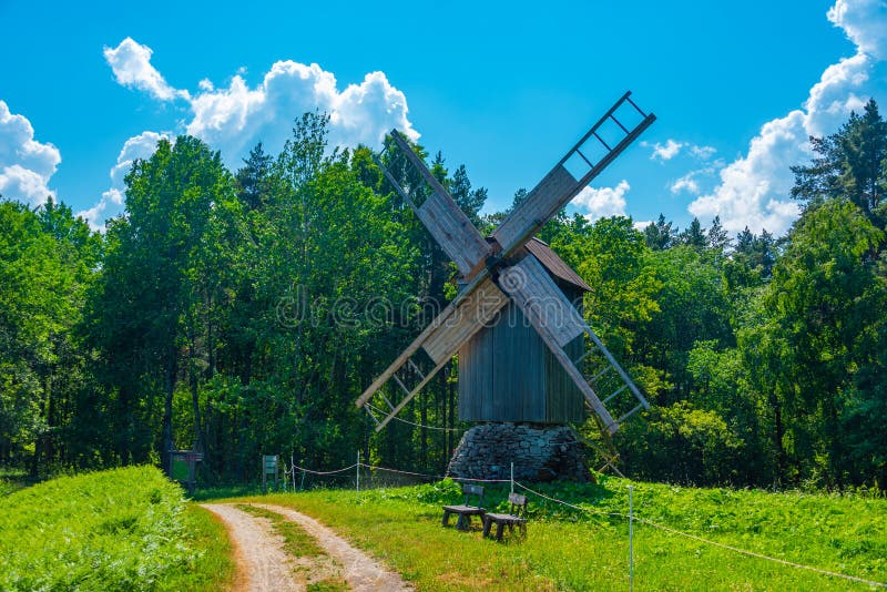 Wind Mill at the Estonian Open Air Museum in Tallin Stock Image - Image ...