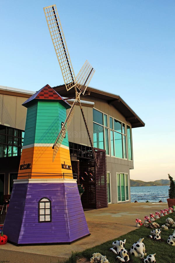 Wind mill stock image. Image of blue, green, house, violet - 47692211