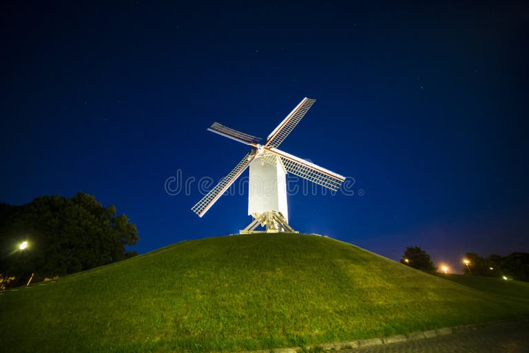 Wind mill at night stock image. Image of generator, agriculture - 37982241