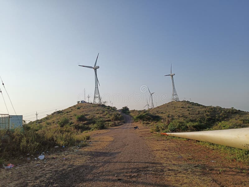 Wind mill valley mountain stock image. Image of mast - 259892501