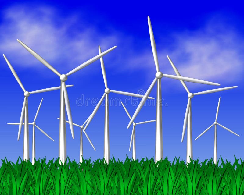 Wind mills stock illustration. Illustration of electricity - 6926691
