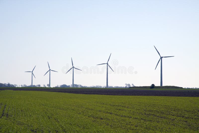 Wind Mills on a Green Field Stock Photo - Image of plan, ecology: 9160982