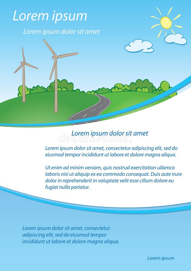 Wind Mills on Hill - Vector Template of Advertisement. Banner for ...