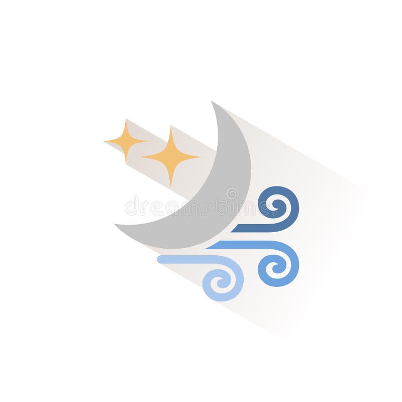 Wind and Moon. Isolated Color Icon. Weather Vector Illustration Stock ...