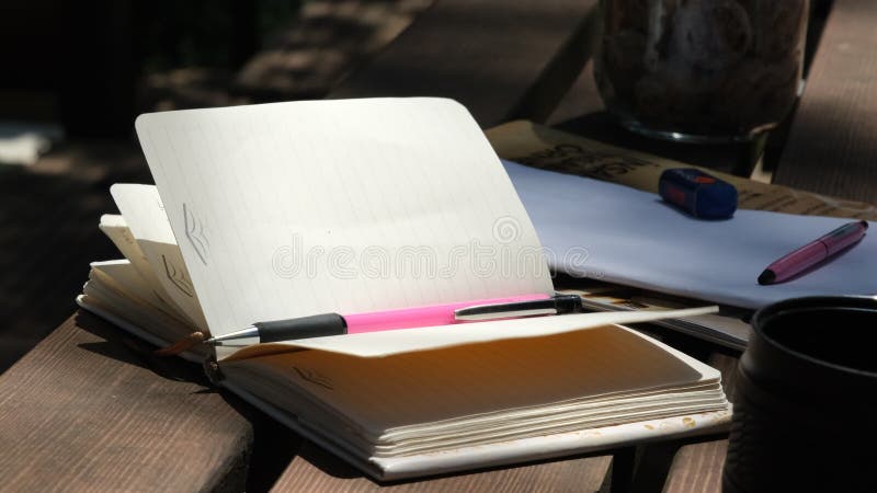 Wind Notebook, the Leaves of a Notebook on the Table Sway in the Wind ...