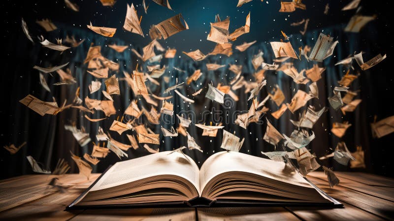 Open Book Pages Flying 750+ Open Book Letters Flying Stock Photos,