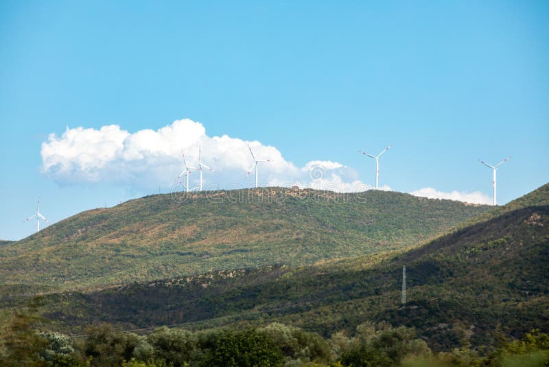 Wind Plant Green Energy at Greece Mountains Stock Image - Image of ...