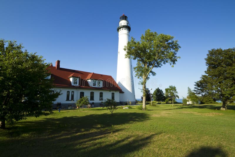 Wind Point Lighthouse stock photo. Image of lake, navigation - 21062056
