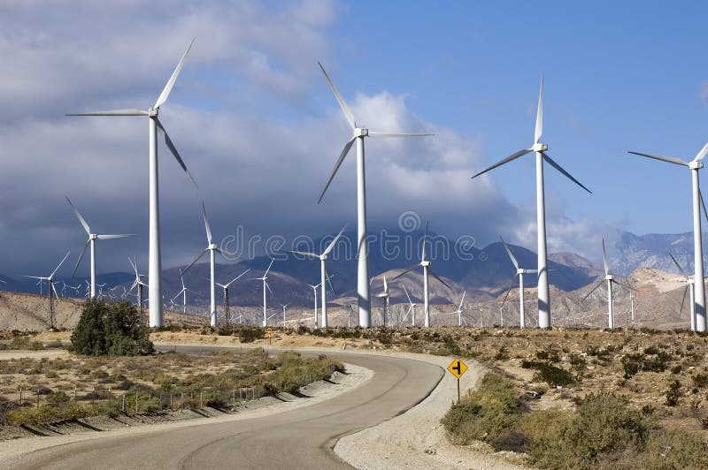 Wind power stock photo. Image of blue, perspective, rural - 1597894