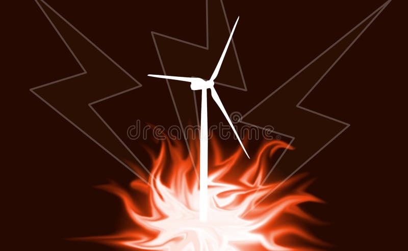 Wind Power, Fire, Lightning As Background Ilustration Stock ...