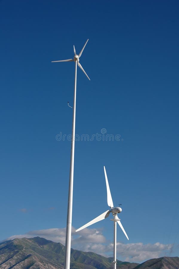 Wind Power High in the Deep Blue Sky Stock Image - Image of blue ...