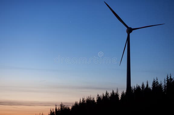 Wind power mill at night stock photo. Image of blue, environmental ...