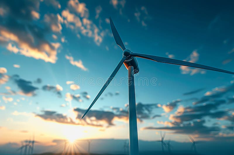 Wind Power Plant and Technology. Smart Grid. Renewable Energy Stock ...