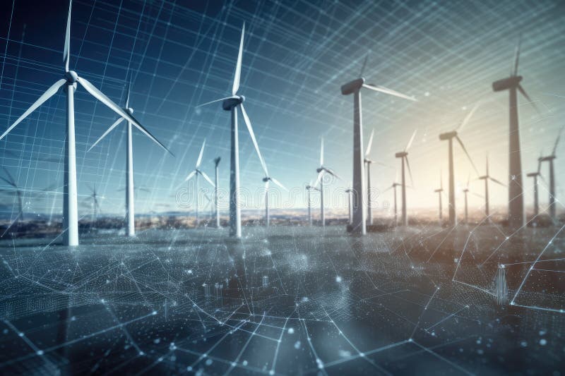 Wind Power Plant and Technology. Smart Grid. Renewable Energy ...