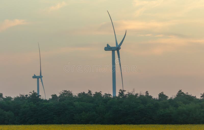 Wind Power Plants in Nature. Technologies Stock Image - Image of farm ...