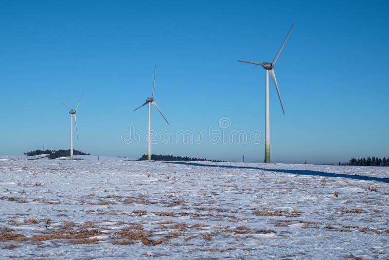 Wind Power Plants in the Winter. Stock Image - Image of plant, turbine ...