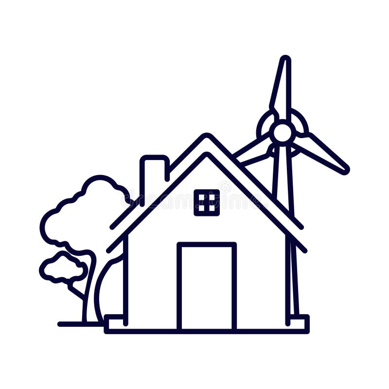 Wind Power Renewable Home Energy Icon Stock Vector - Illustration of ...