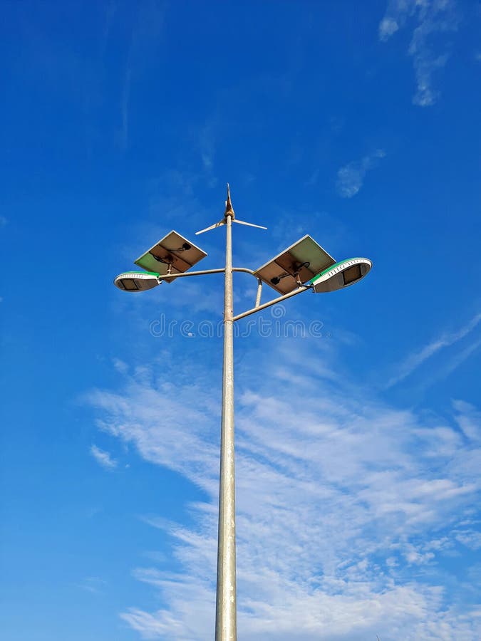Wind Power and Solar Power for Use with Street Lighting Stock Photo ...