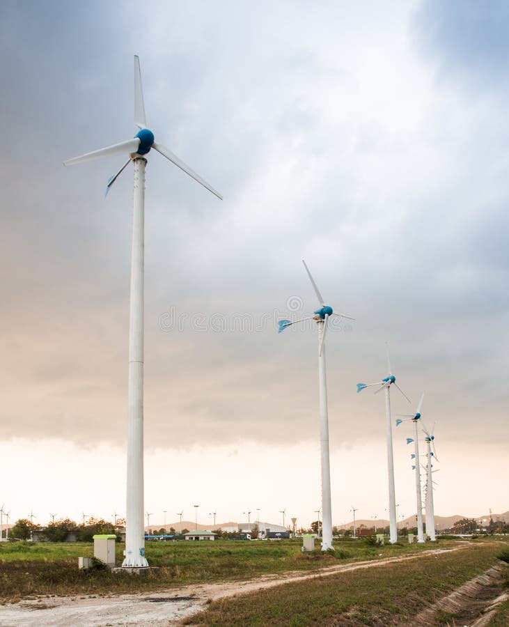 Wind Power Station Against and Light Sunset Stock Image - Image of ...