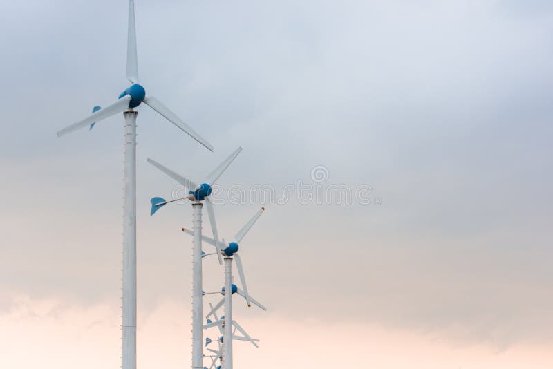Wind Power Station Against and Light Sunset Stock Image - Image of ...
