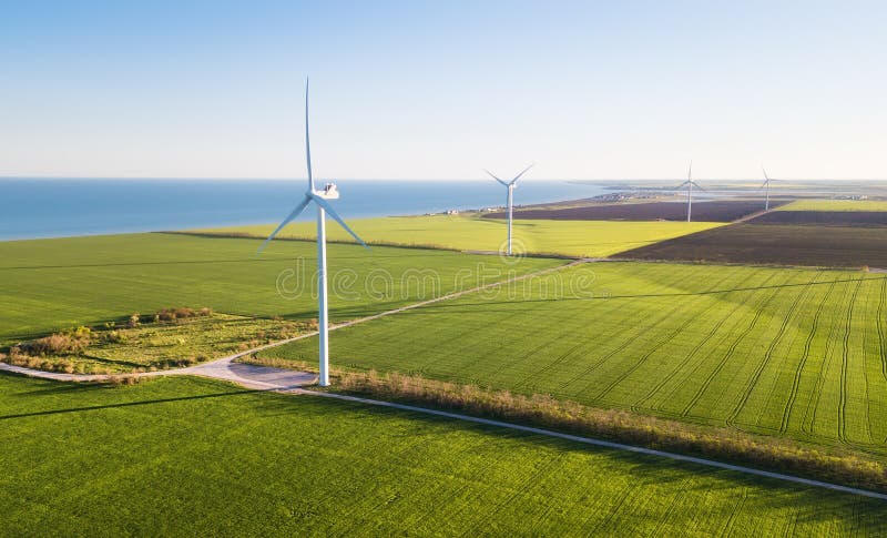 Wind Power Station on the Field. Stock Photo - Image of generator ...