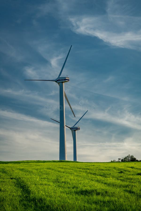 Wind Power Station on Green Meadow in Ostruzna CZ 07 19 2024 Editorial ...