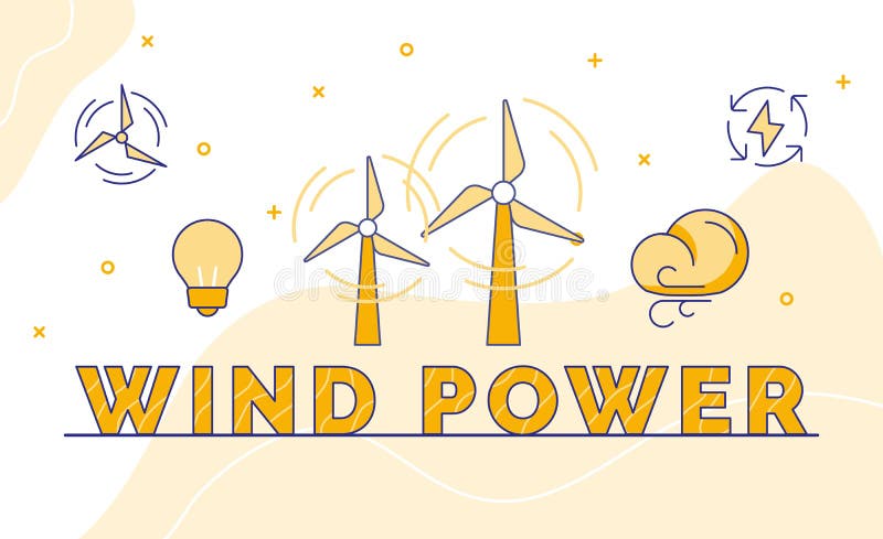 Wind Power Typography Calligraphy Word Art with Outline Style Stock ...