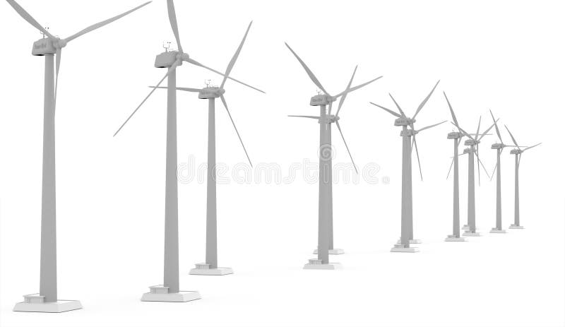 Wind Propeller Turbines Rendered Stock Illustration - Illustration of ...