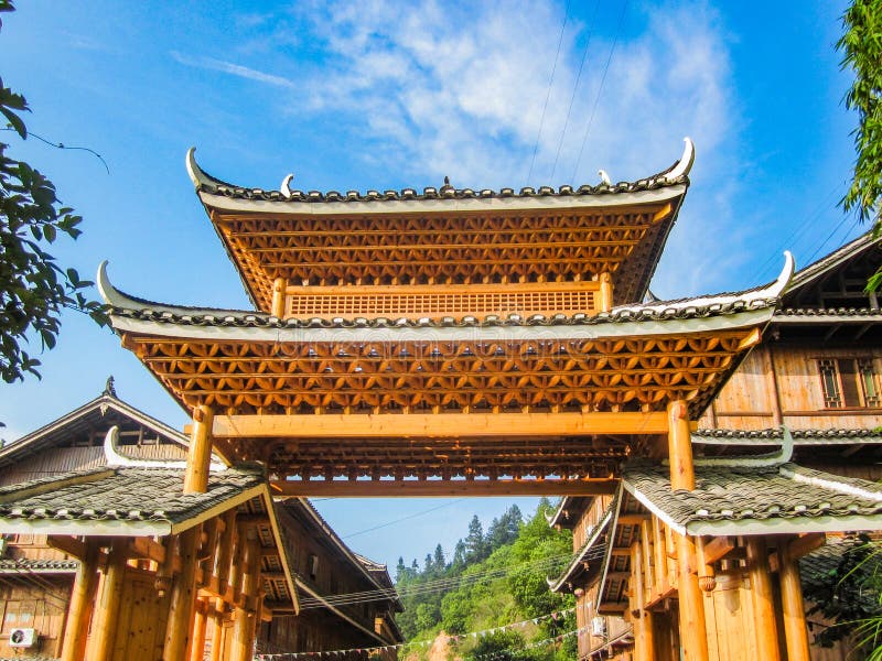 Wind and Rain Bridge Construction in Guangxi, China Stock Photo - Image ...