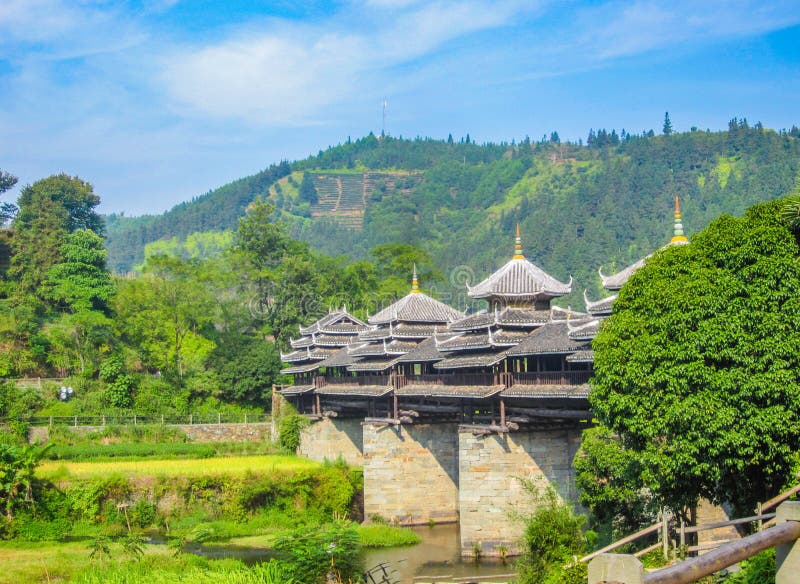 Wind and Rain Bridge Construction in Guangxi, China Stock Photo - Image ...
