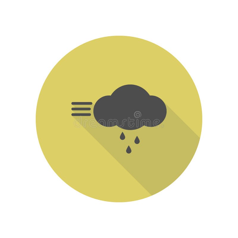 Wind and Rain Cloud Long Shadow Icon. Simple Glyph, Flat Vector of Web ...