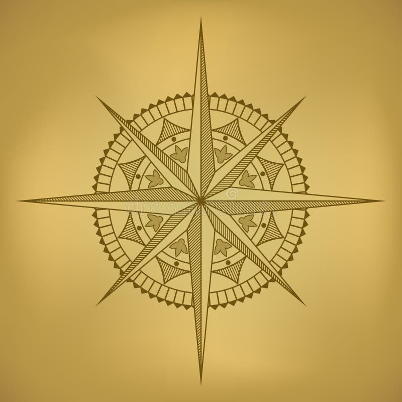 Wind rose stock vector. Illustration of degree, brown - 12248569