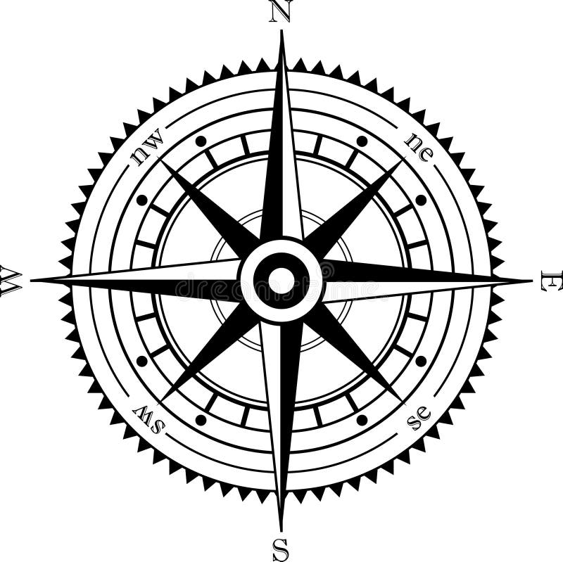 Nautical Wind Rose and Compass Icons Set Stock Vector - Illustration of ...