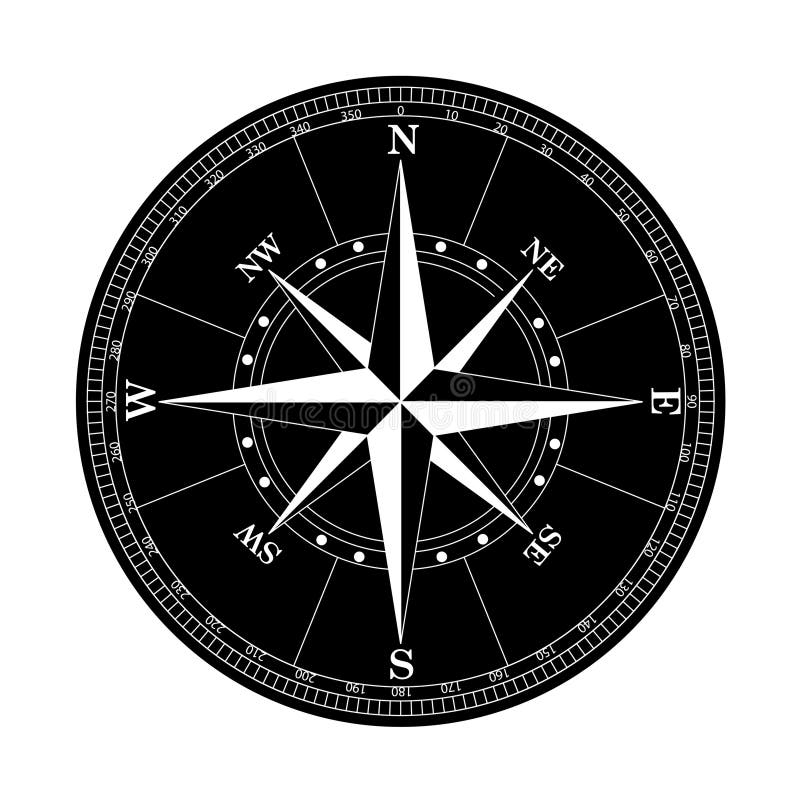 Wind Rose Black. Marine Compass Stock Vector - Illustration of marin ...