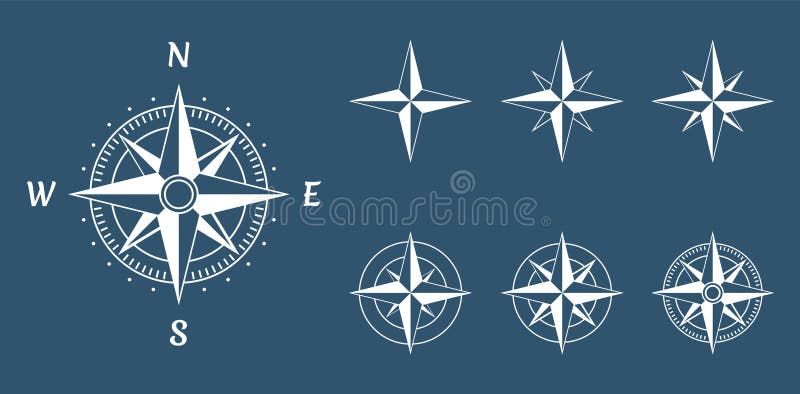Wind Rose Retro Design Vector Collection. Vintage Nautical or Marine ...