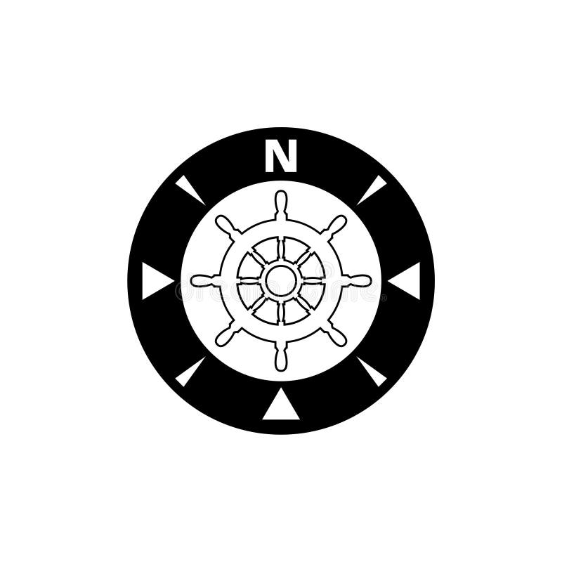 Wind Rose Compass Icon. Black Nautical Logo or Icon Stock Vector ...