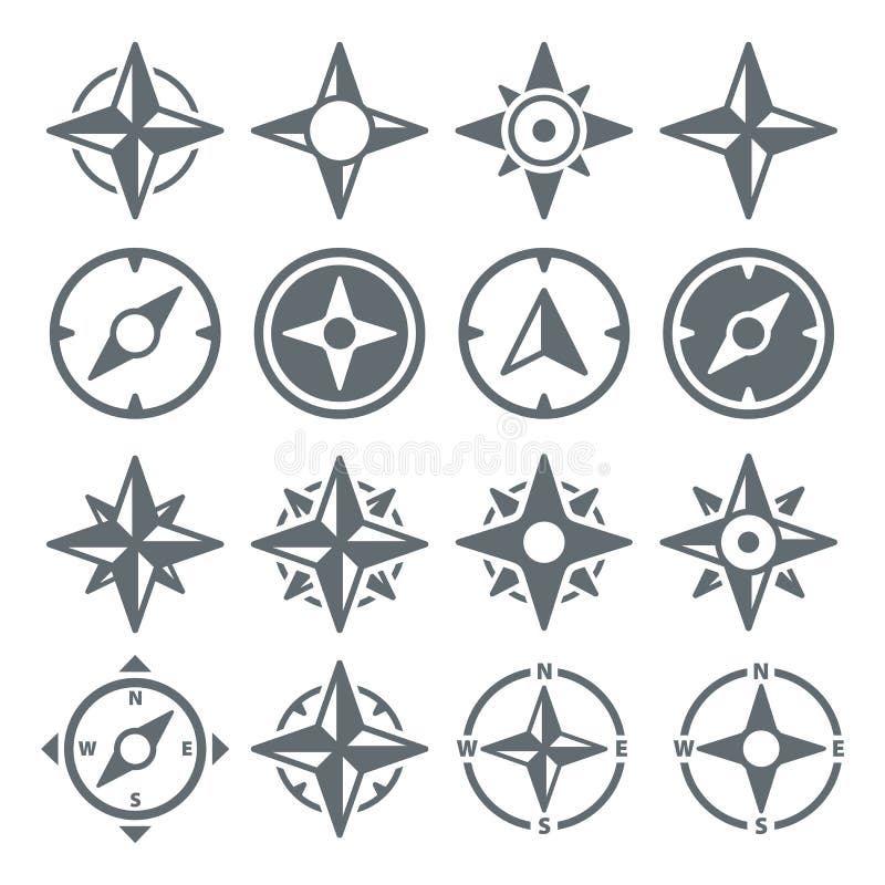 Wind Rose Compass Navigation Icons - Vector Illustration Stock ...