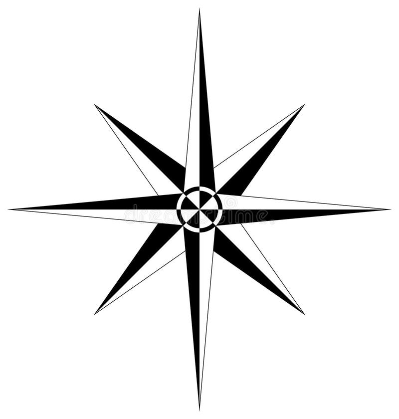 Wind Rose or Compass Rose Vector with Eight Directions. Stock Vector ...
