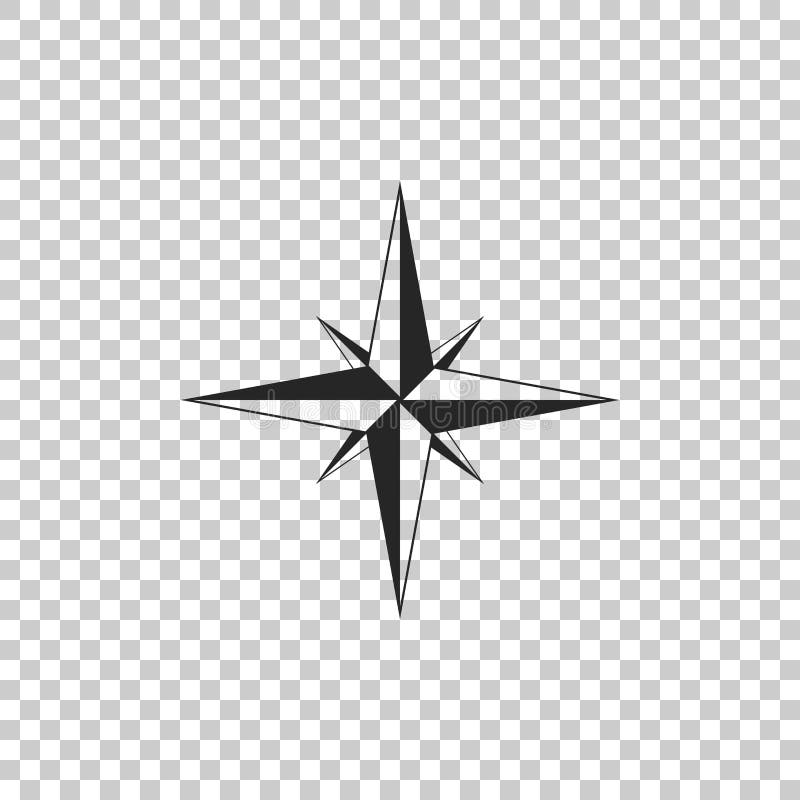 Wind Rose Icon Isolated on Transparent Background. Compass Icon for ...