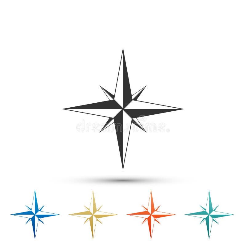 Wind Rose Icon Isolated on Black, White and Transparent Background ...