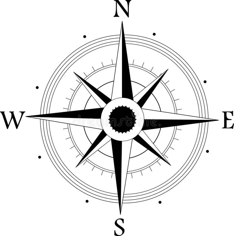 Wind Rose Vector Black and White Stock Illustration - Illustration of ...