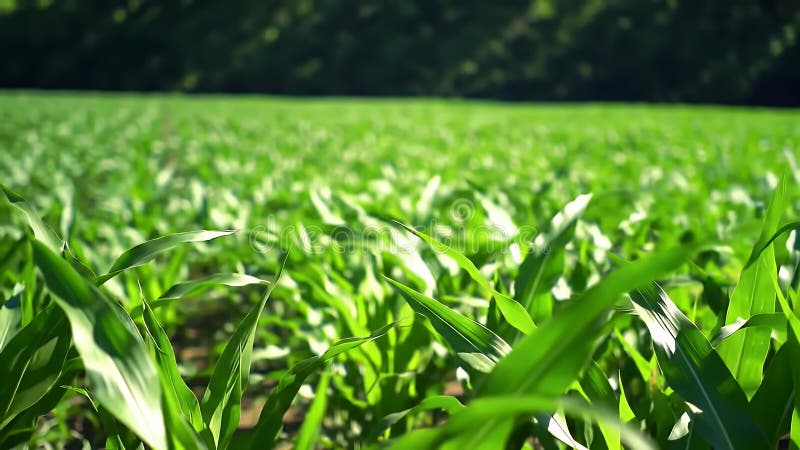 Wind Rustling through a Tall Green Corn Field in Slow Motion with ...