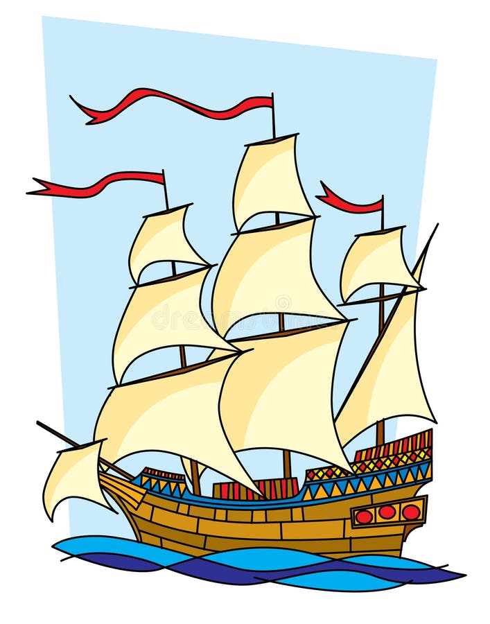 Wind in the Sails. Sea Adventures. a Sailing Ship Stock Vector ...
