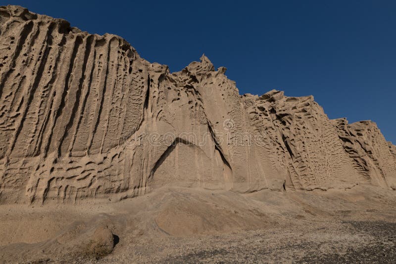 Wind-sculpted cliffs stock image. Image of house, beach - 241252859