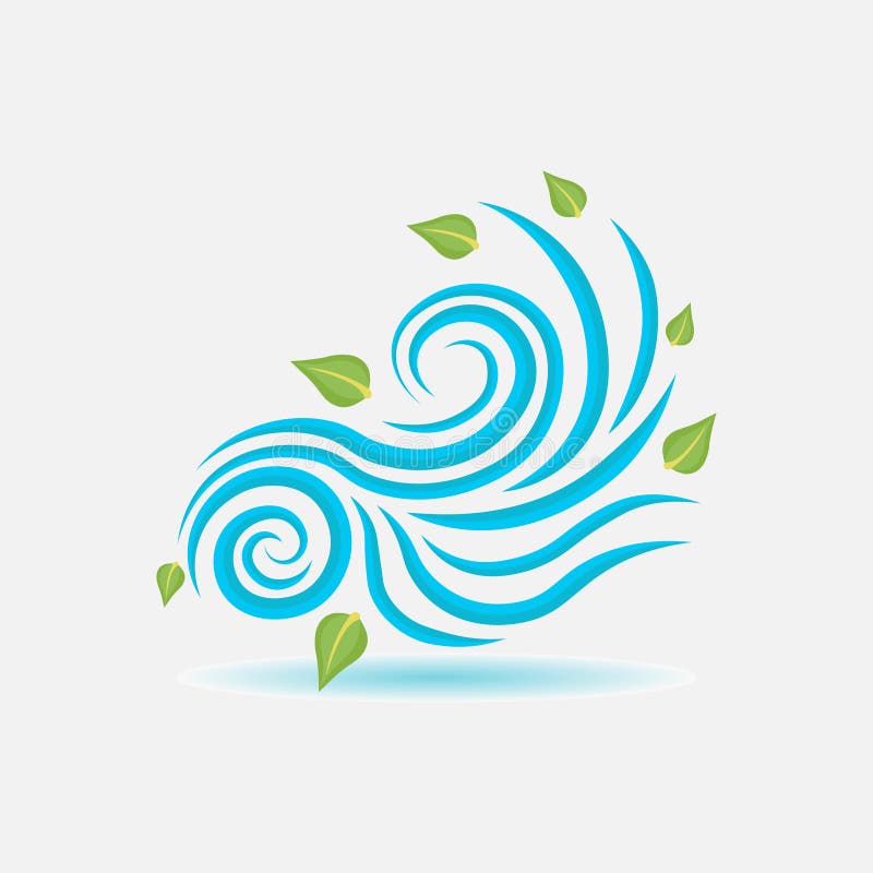 Wind Sign, Wind Blows Leaves, Flat Style Stock Illustration ...