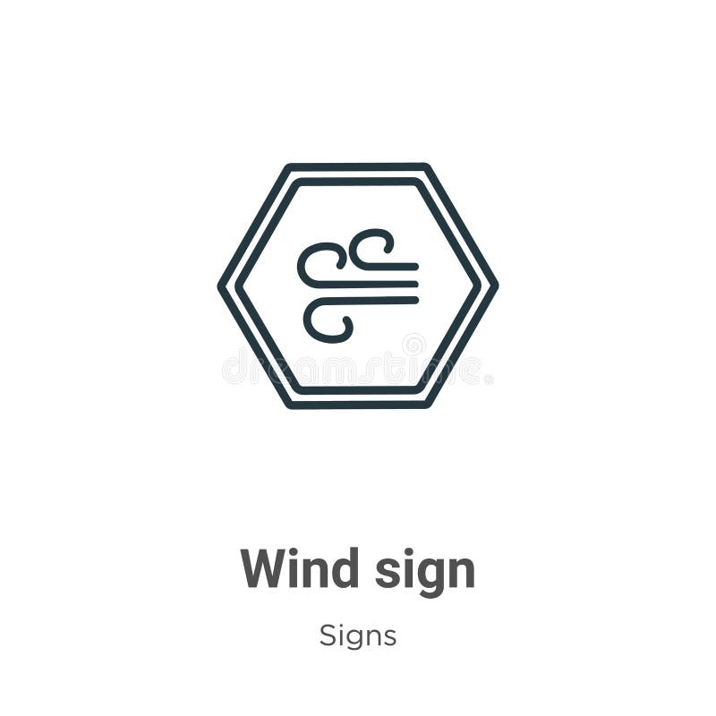 Wind Sign Outline Vector Icon. Thin Line Black Wind Sign Icon, Flat ...